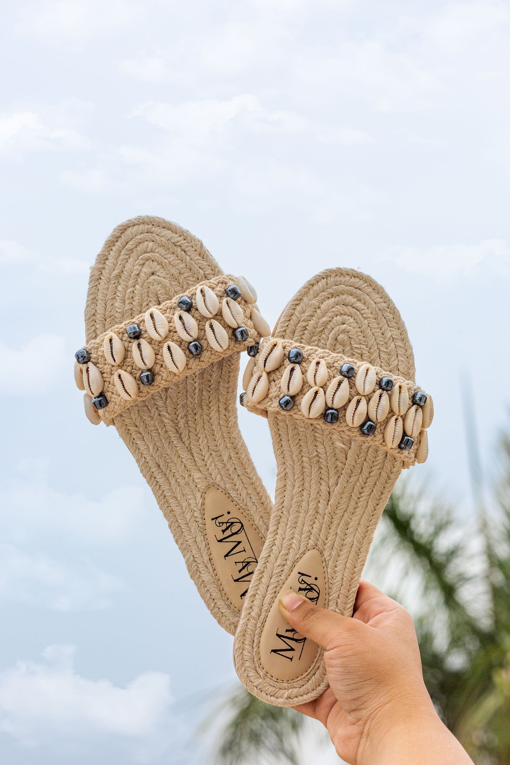 Jute Beaded Natural Flats (60% OFF)